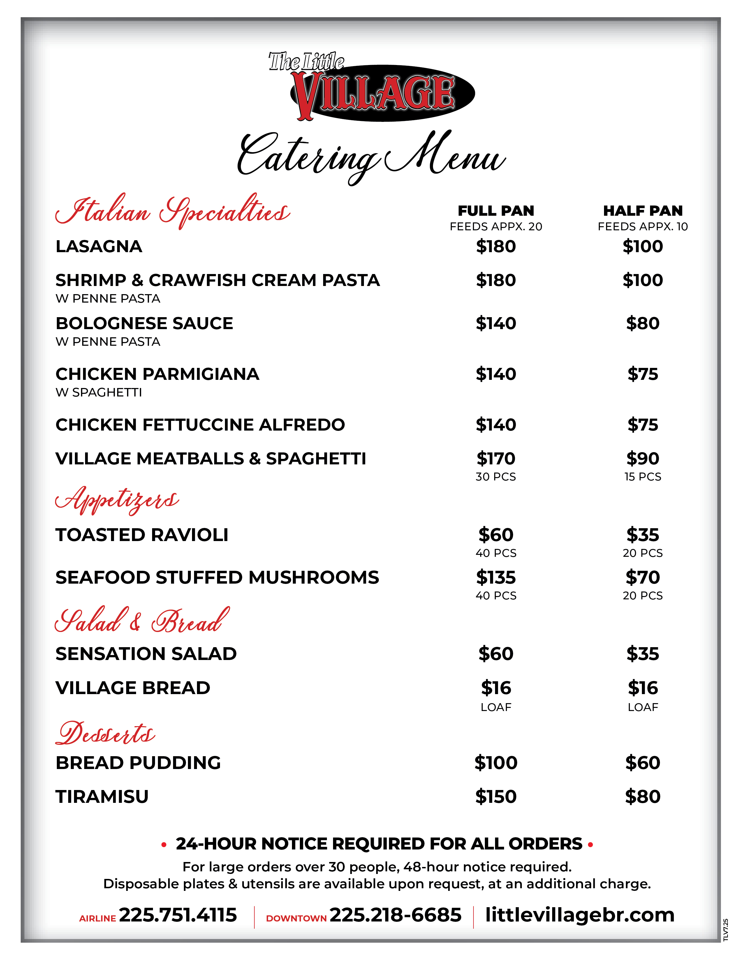 The Little Village Restaurant | Menus | Dinner | Drinks